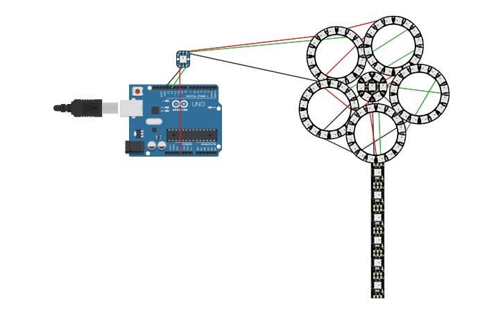 Circuit design Neopixel art - Tinkercad