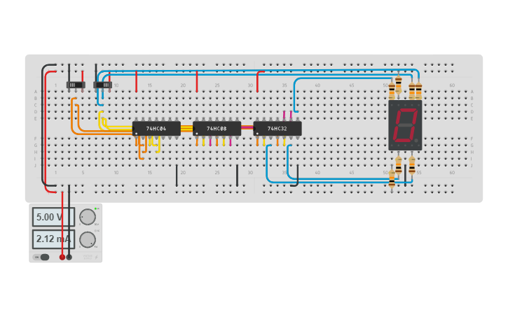 Circuit Design Display 7 Seg Tinkercad