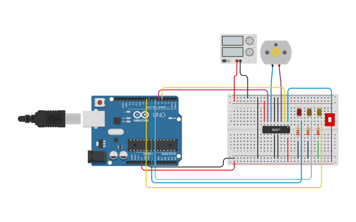 Circuit Design Rotazione Motore Serial Monitor Tinkercad