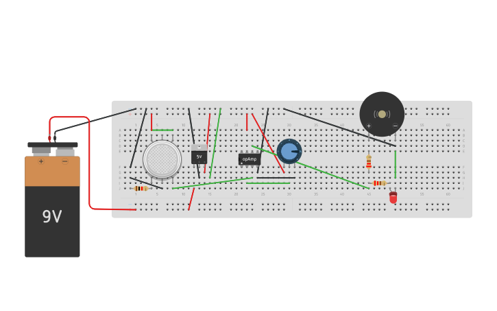 Circuit design SMOKE DETECTOR - Tinkercad