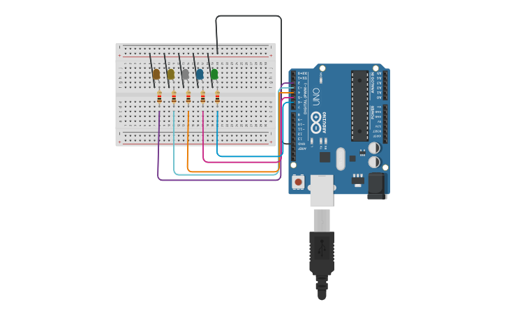 Circuit design Led Lights - Tinkercad