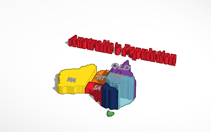 3D design Australian States 3D Populaton Map - Tinkercad