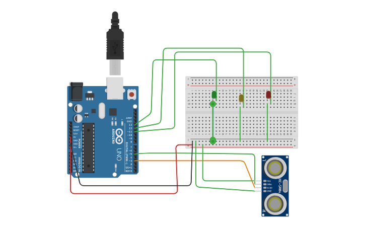 Circuit design ultrasonido | Tinkercad