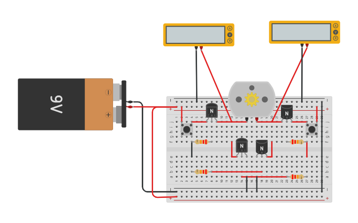 Circuit design EET390L_1.3Lab_H-Bridge_JasonMawhorr | Tinkercad