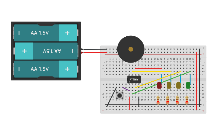 Circuit design ATtiny85 - race countdown - Tinkercad