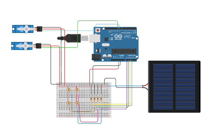 Circuit design solar tracker - Tinkercad