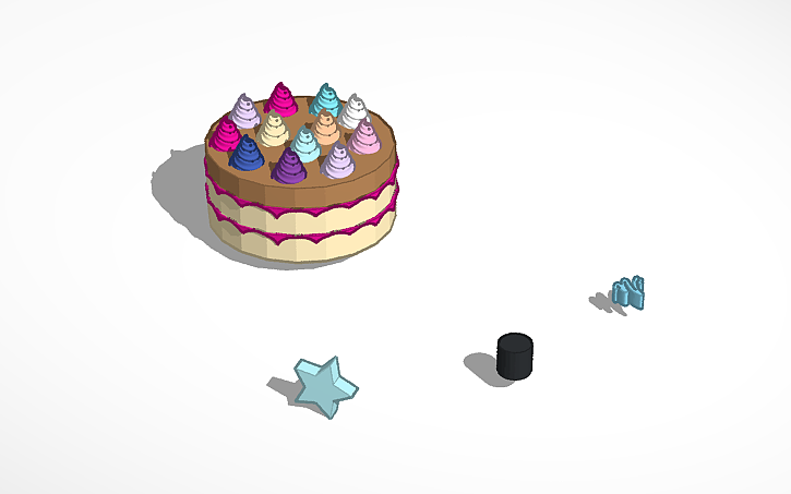 3D design starry whippy cream jam filled cake - Tinkercad