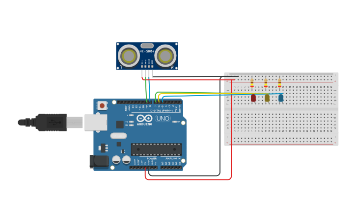 Circuit design ultrasonico - Tinkercad