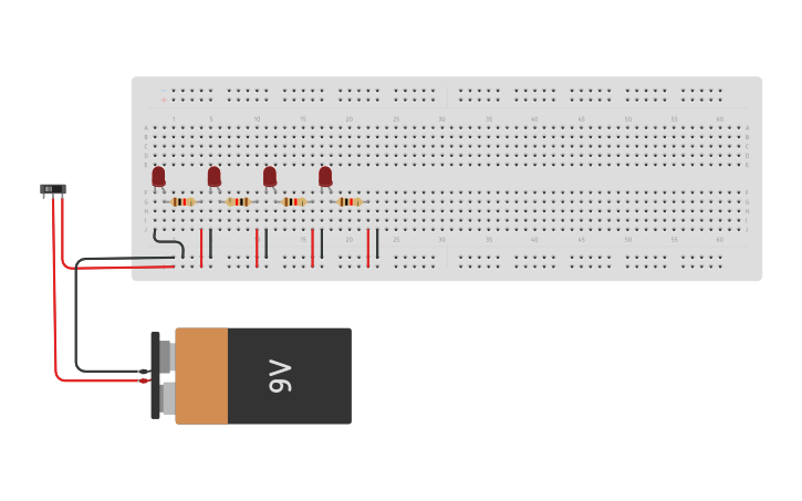 Circuit design Circuito en serie con LED e interruptor - Tinkercad