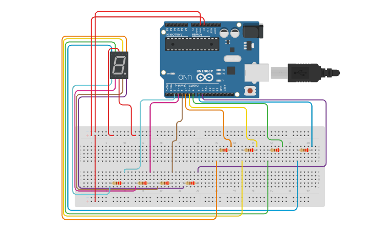 Circuit design 7-segment display interfacing0 - Tinkercad