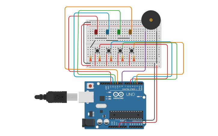 Circuit design Simon Says - Tinkercad
