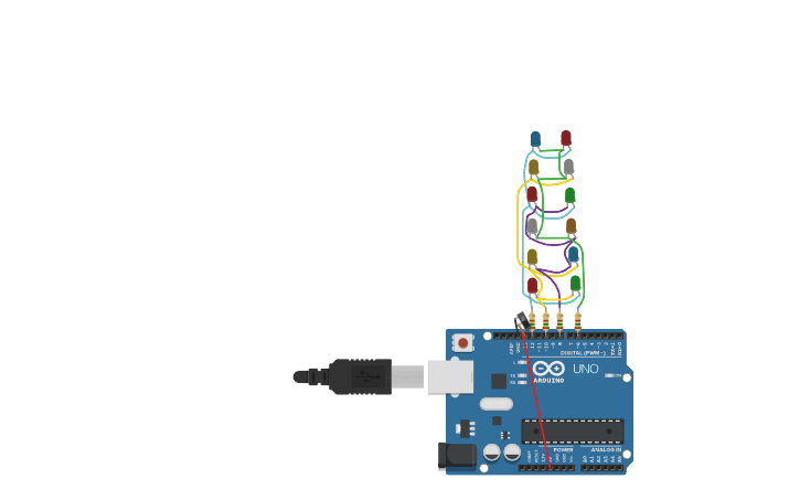 Circuit design Charlieplexing 12 LEDs | Tinkercad