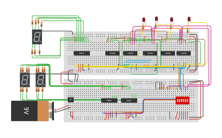 Circuit design 3 Bit Adder - Tinkercad