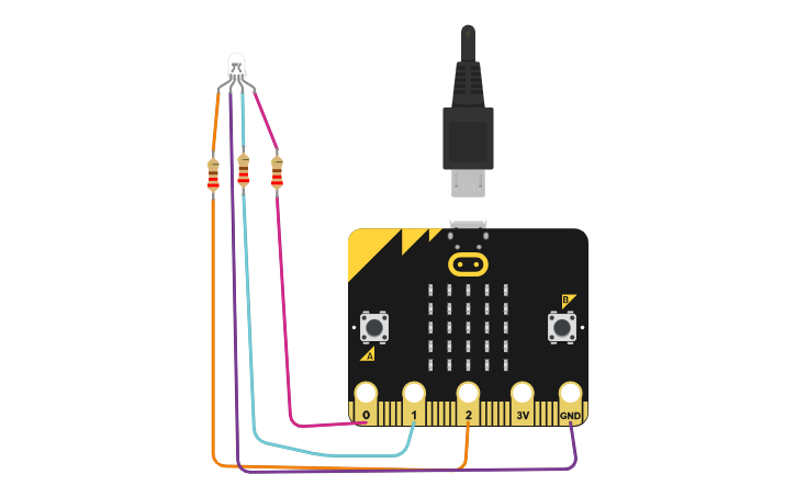 Circuit design RGB with micro bit - Tinkercad