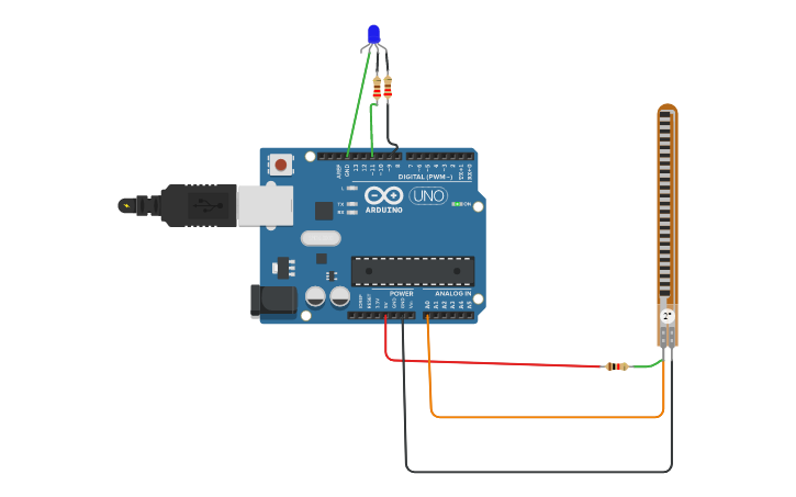 Circuit design flex sensor - Tinkercad