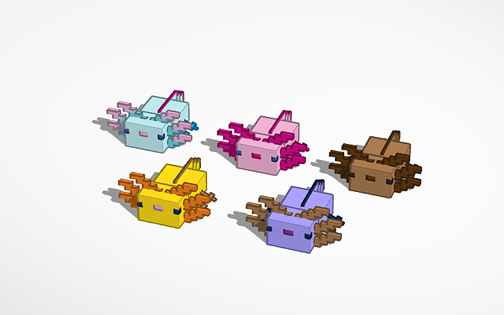 3D design Minecraft: Axolotl - Tinkercad