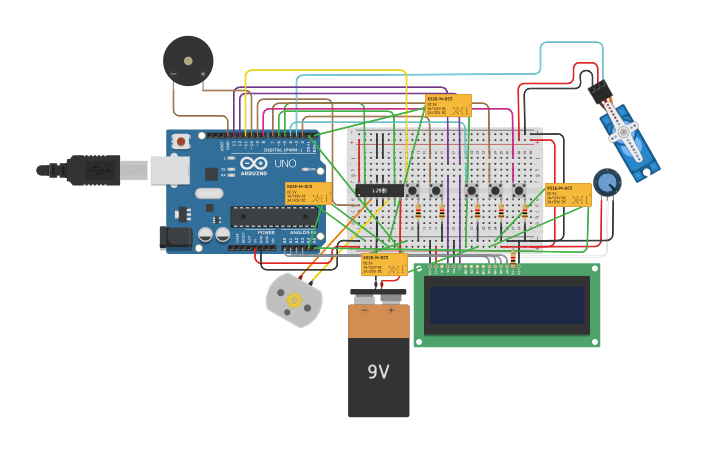 Circuit design with relay - Tinkercad