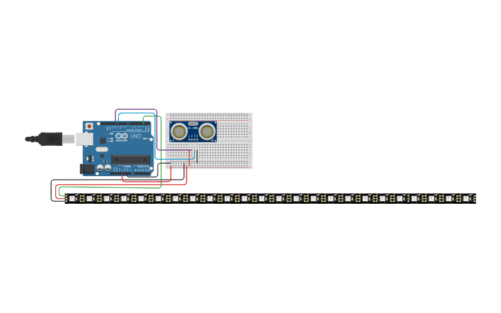 Circuit design Neopixel strip - Tinkercad
