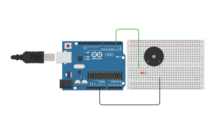 Circuit design Piezo tone - Tinkercad