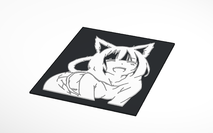 3d Design 2d Cat Girl Stencil Tinkercad