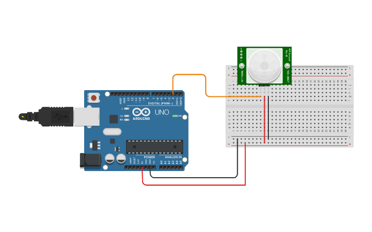 Circuit design Sensor PIR - Tinkercad