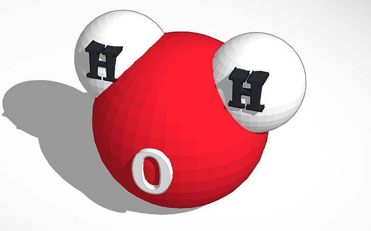 3D design Molekula vody - Tinkercad