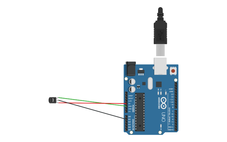 Circuit design temperature sensor - Tinkercad