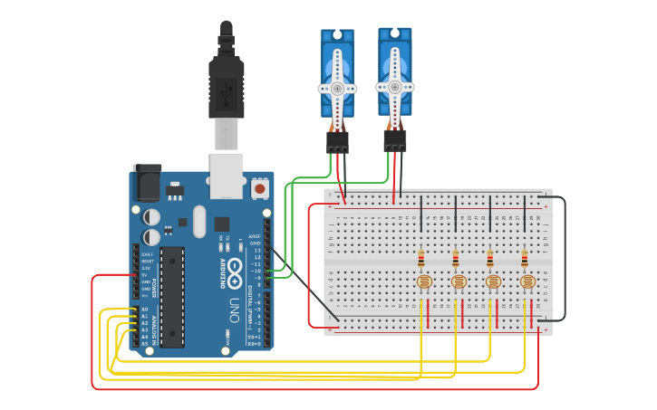 Circuit design Dual Axis Solar Tracker - SR WT RV | Tinkercad