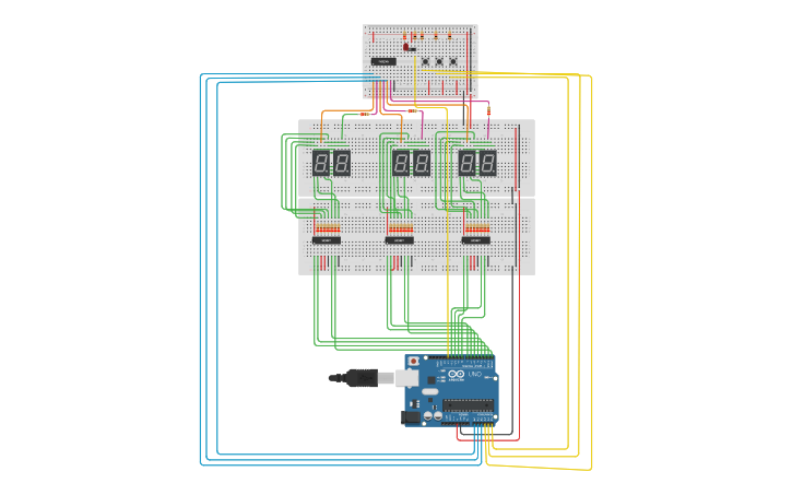 Circuit design Clock 7 Segment - Tinkercad