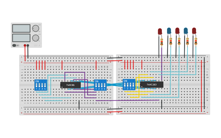 Circuit Design Exp6 Bit Binary Addersubtractor Tinkercad 