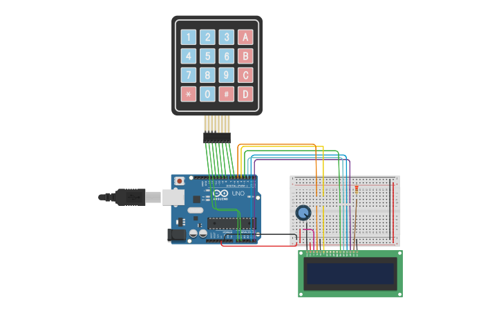 Circuit design keypad using lcd - Tinkercad
