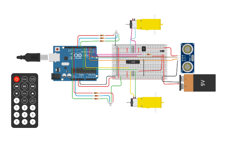 Circuit design Carro a control remoto - Tinkercad