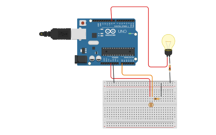 Circuit design smart street light sensor - Tinkercad