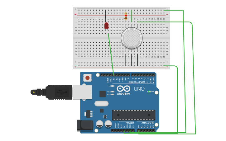 Circuit design GAS DETECTOR - Tinkercad