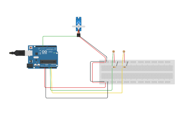 Circuit design single axis solar tracking - Tinkercad