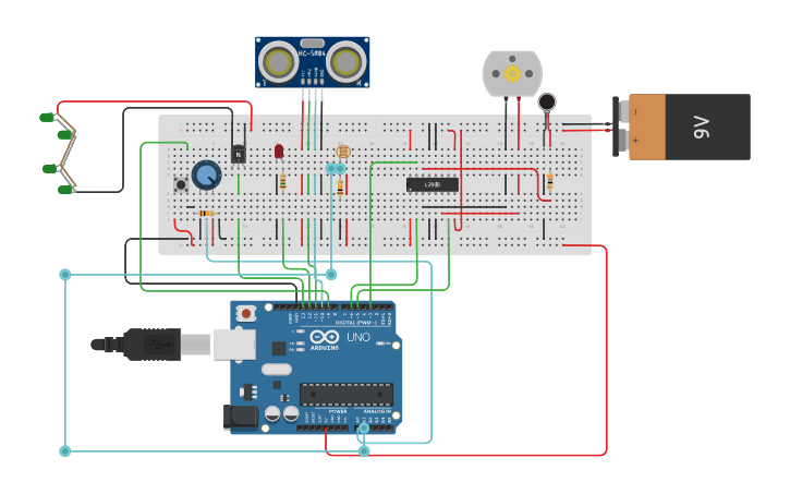 Circuit design Rover transistor - Tinkercad