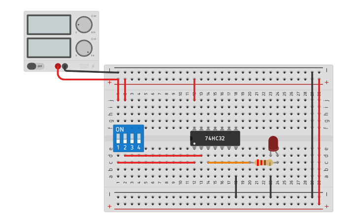 Circuit design COMPUERTA OR 7432 | Tinkercad