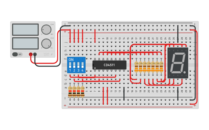 Circuit design bcd-decoder-7-segments - Tinkercad