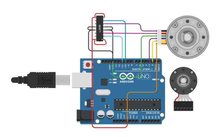 Circuit design Servo from Motor and Encoder - Tinkercad