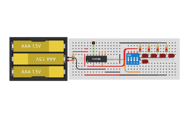 Circuit design 4 INPUT AND GATE - Tinkercad