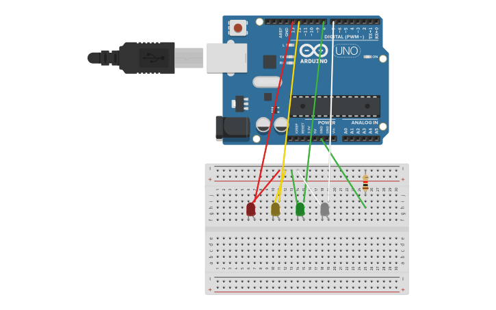 Circuit design animasi led 1 - Tinkercad