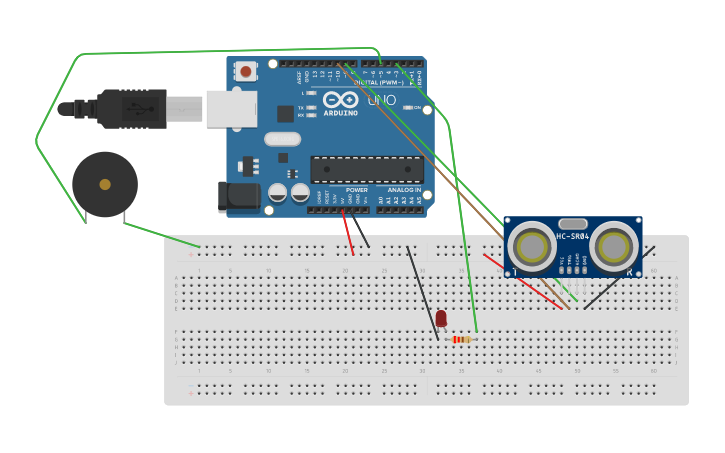 Circuit Design Sensor De Distancia Tinkercad