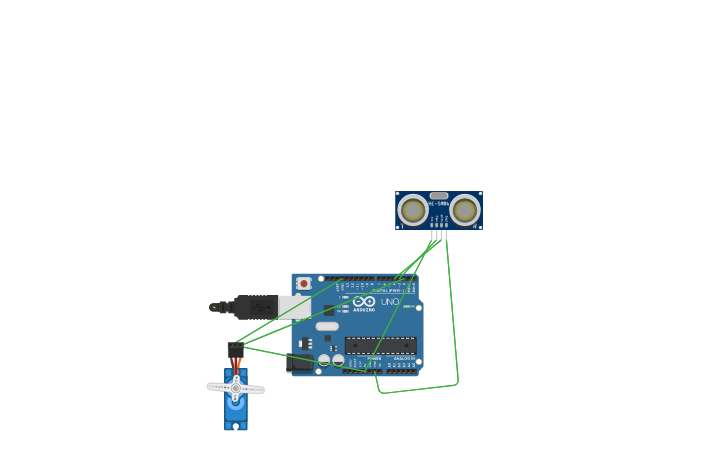 Circuit design smart dustbin - Tinkercad