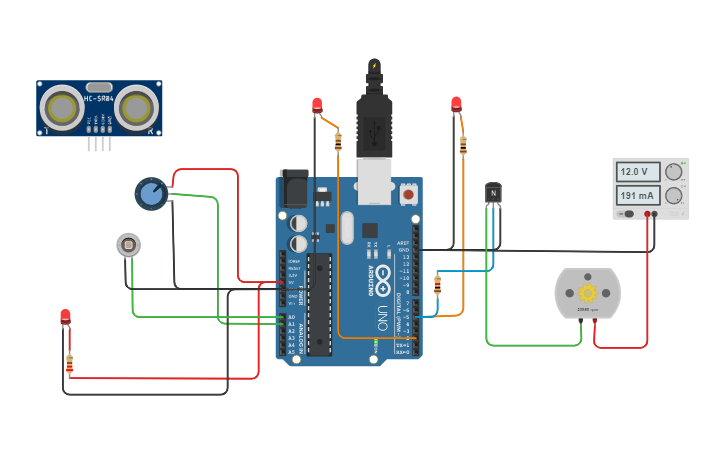 Circuit design AUTO HAND SANITIZER - Tinkercad