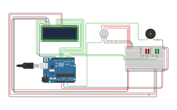 Circuit design Smoke Detector - Tinkercad