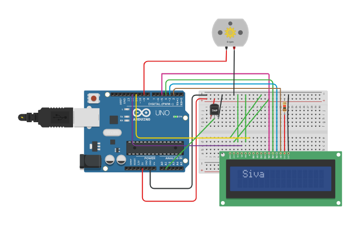 Circuit design temperature based fan speed controller - Tinkercad