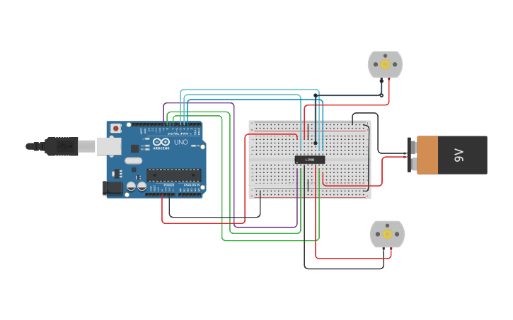 Circuit design L293D Motor Driver - Tinkercad