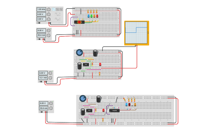 Circuit design practica 555 74hc93 - Tinkercad