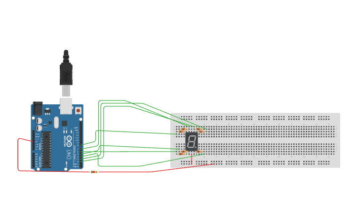 Circuit design 0-9 simple counter - Tinkercad