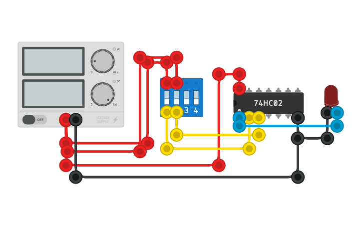 Circuit design NOR gate IC 7402 - Tinkercad